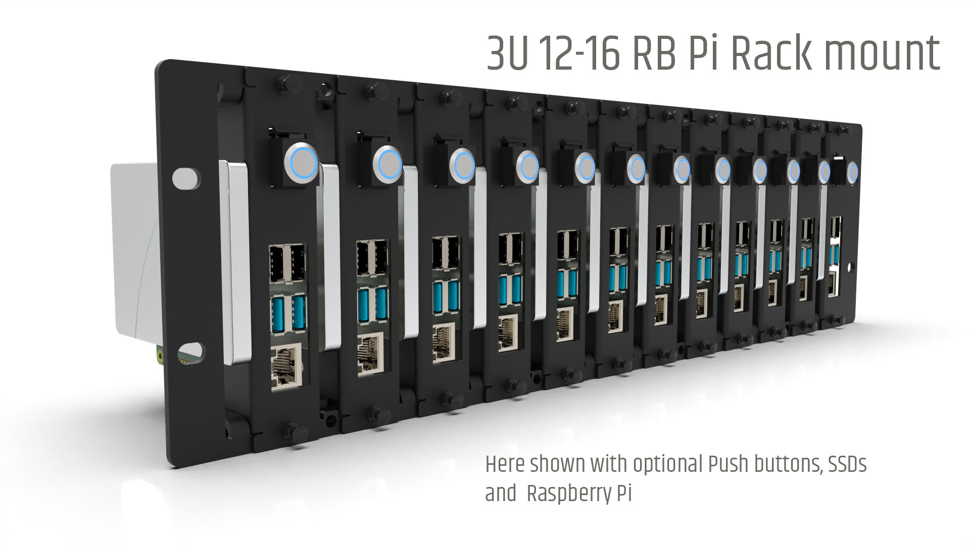 19 inch rack mount 3U for 12-16x RASPBERRY Pi - Pi FRONT REMOVABLE ...
