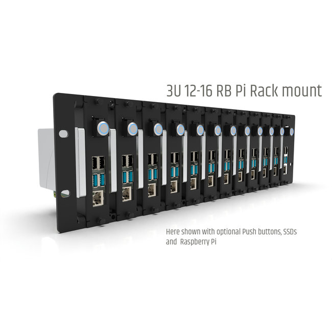 19 inch rack mount 3U for 12-16x RASPBERRY Pi - Pi FRONT REMOVABLE ...