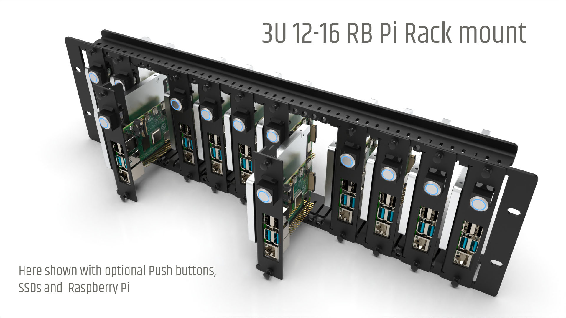 19 inch rack mount 3U for 12-16x RASPBERRY Pi - Pi FRONT REMOVABLE ...