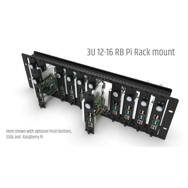 19 inch rack mount 3U for 12-16x RASPBERRY Pi - Pi FRONT REMOVABLE ...