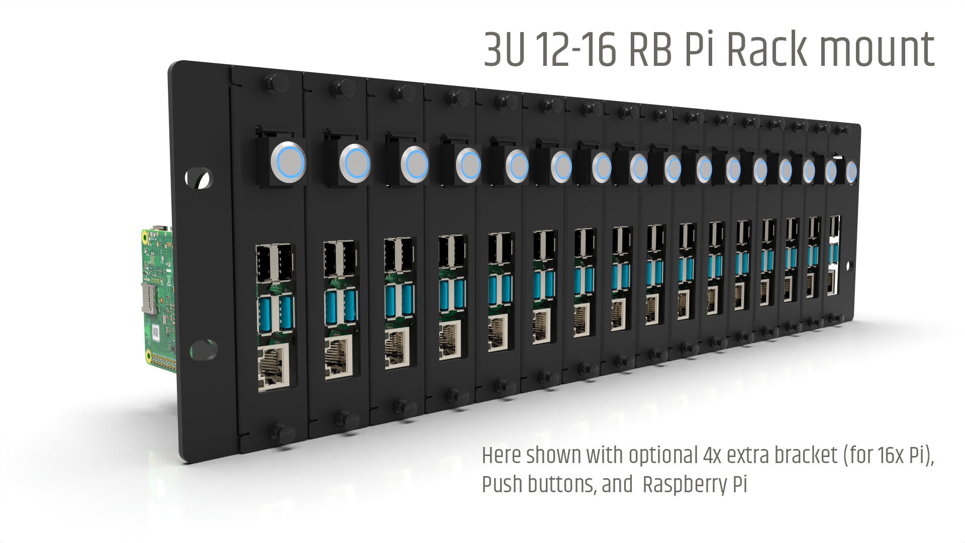 19 inch rack mount 3U for 12-16x RASPBERRY Pi - Pi FRONT REMOVABLE ...