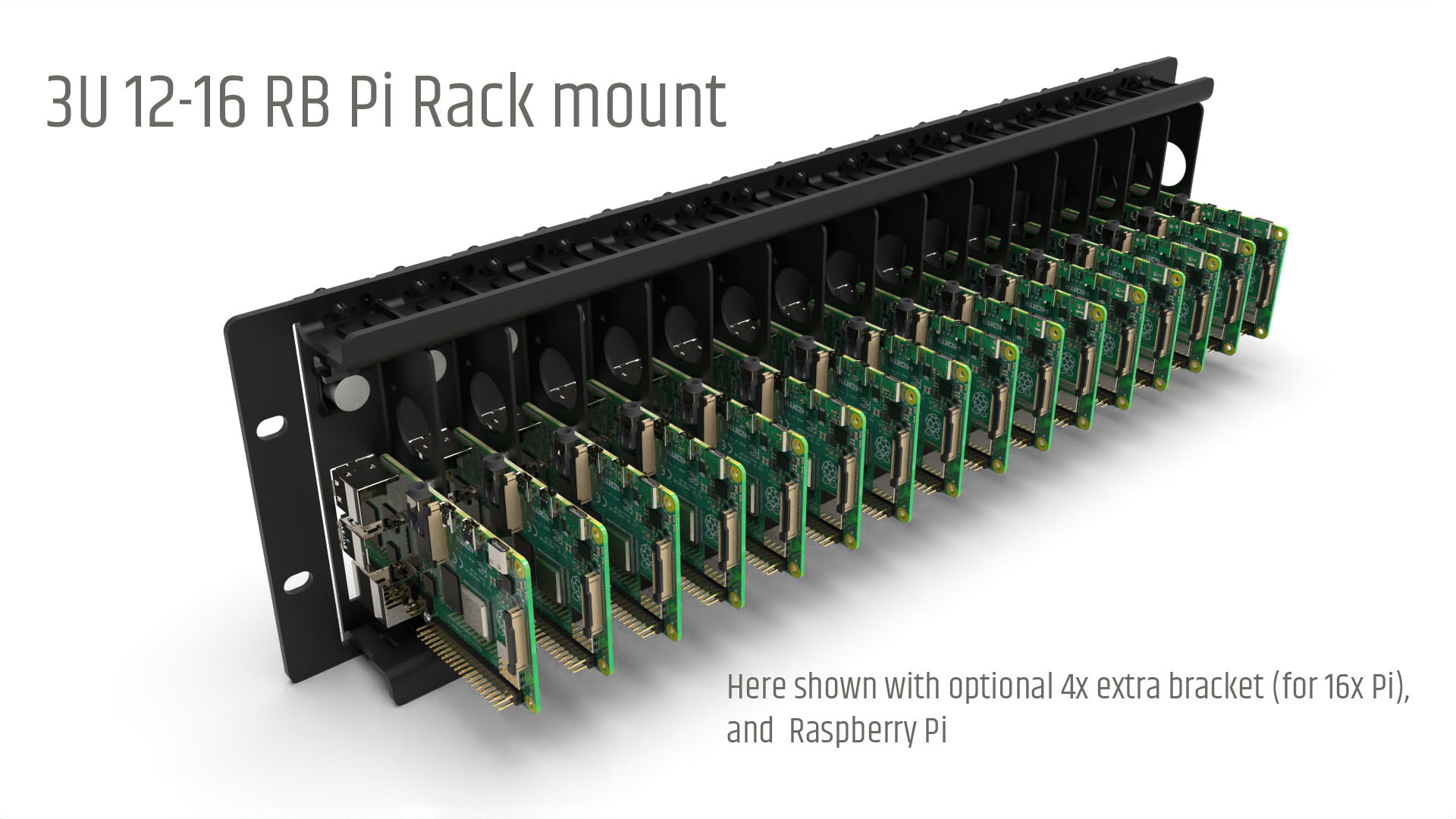 19 inch rack mount 3U for 12-16x RASPBERRY Pi - Pi FRONT REMOVABLE ...