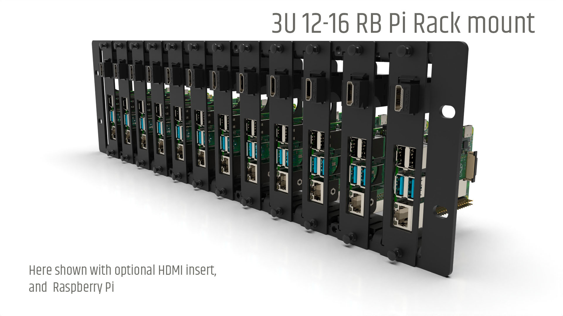 19 inch rack mount 3U for 12-16x RASPBERRY Pi - Pi FRONT REMOVABLE ...