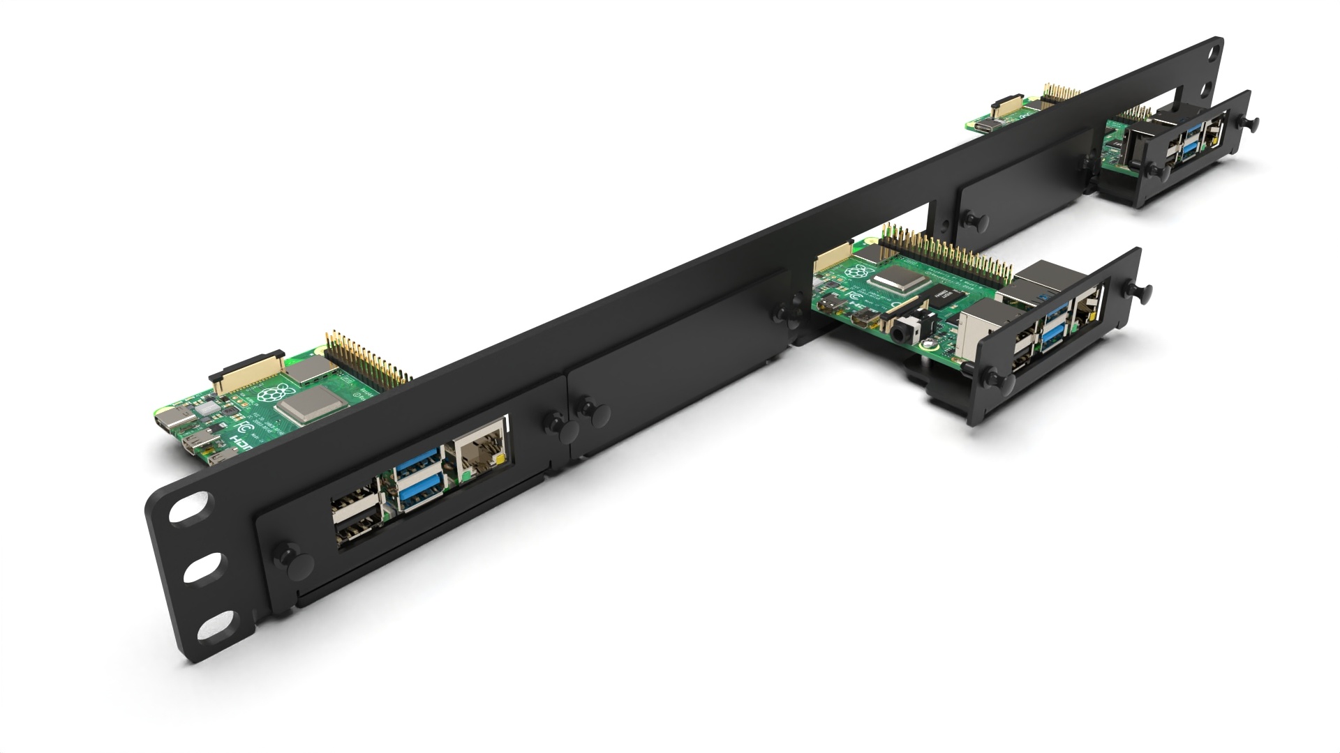 Raspberry Pi 19 inch 1U rackmount 5x RBPi Front Removable! - MyElectronics