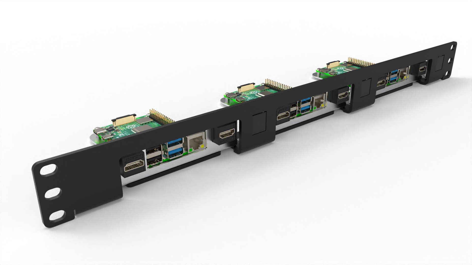 19 inch rack mount 1U for 1-3 RASPBERRY Pi and NUC combined - MyElectronics
