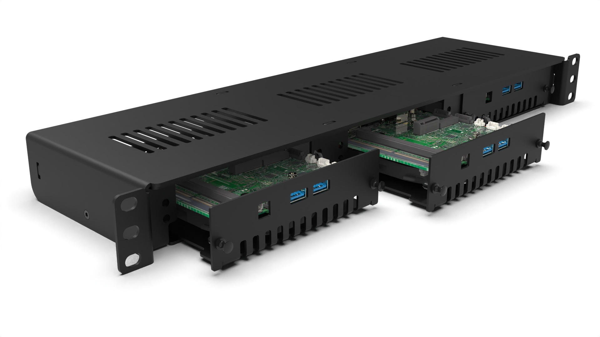 1U rack mount Pro Enclosed 3x NUC11/12/13 Pro Board - FRONT REMOVABLE ...