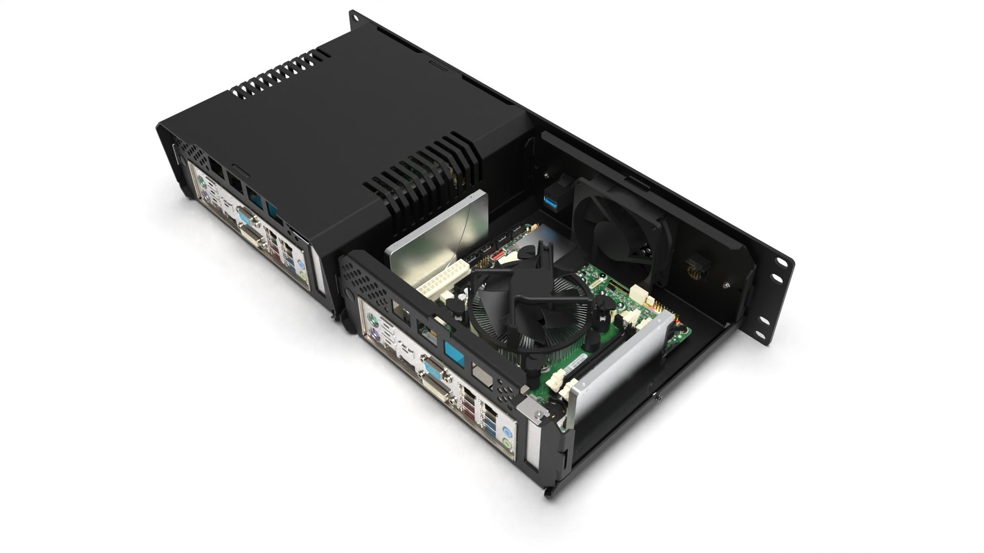 19 inch 2U mini-ITX case for Dual Mini-ITX short depth rack mountable ...