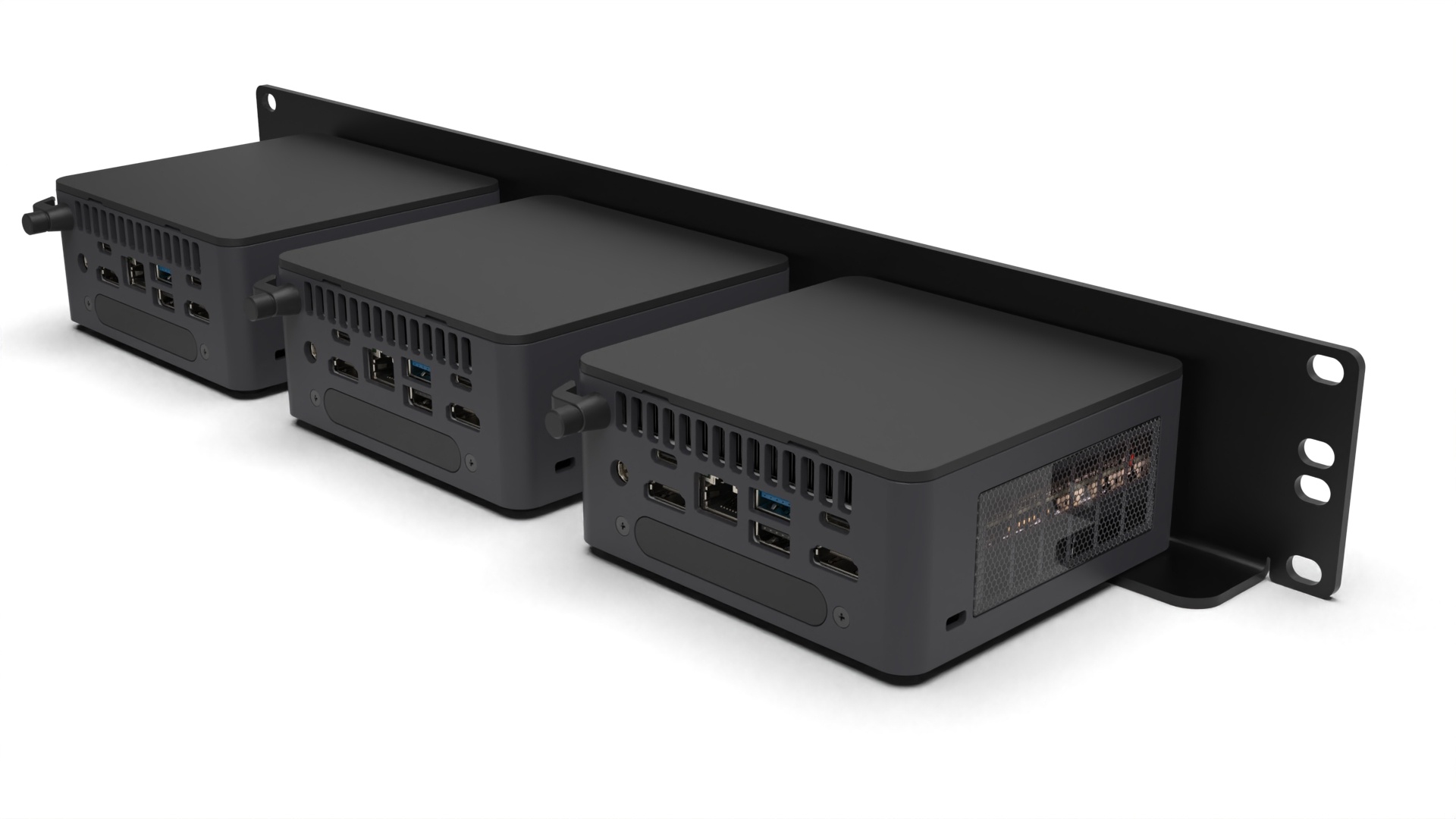 19 inch 1.5U RackMount kit voor 1-3 NUC's including 2x blind cover ...