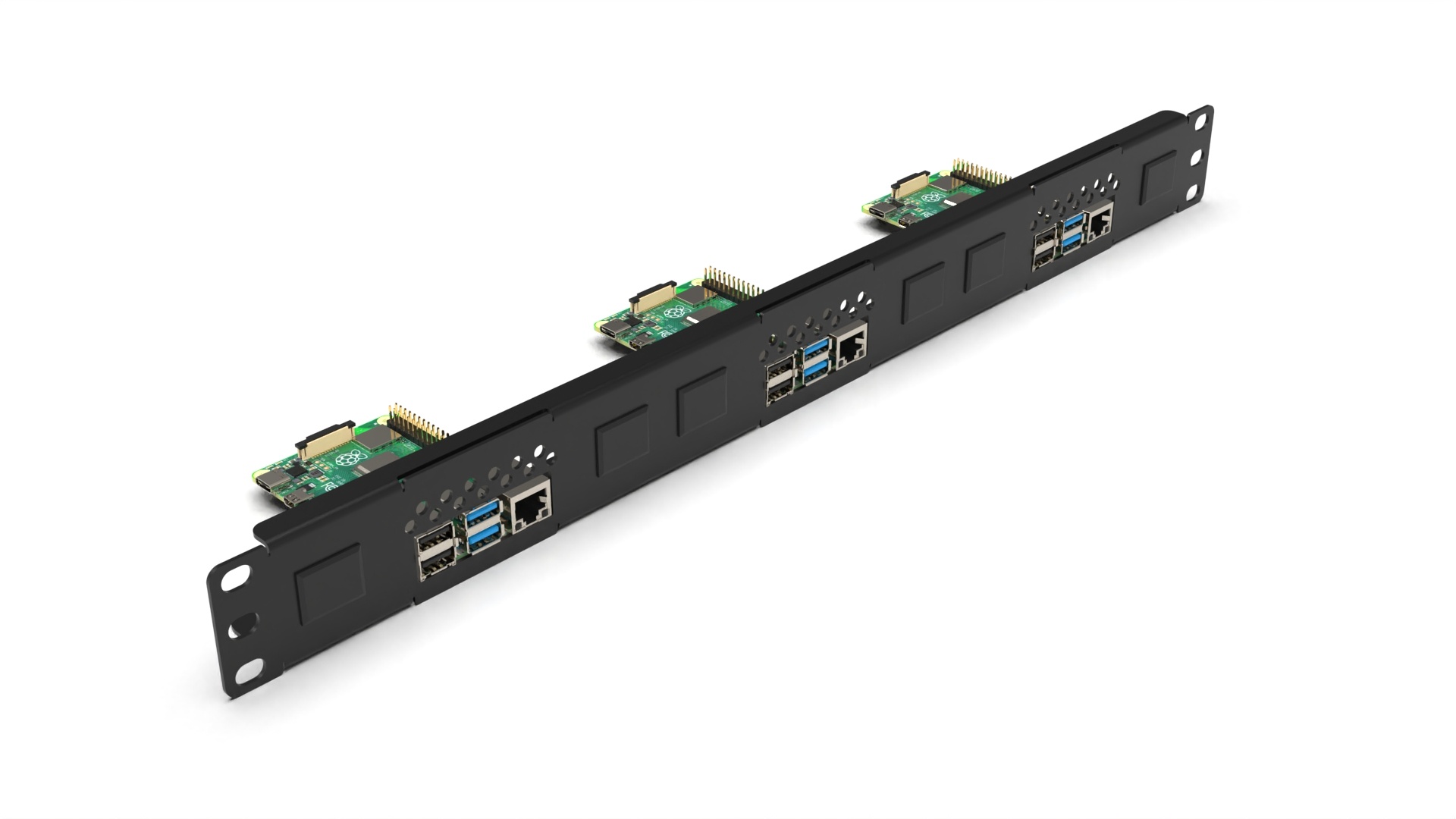 19 inch Rack Mount 1U for 1-3 Raspberry Pi, including 2x blind cover ...