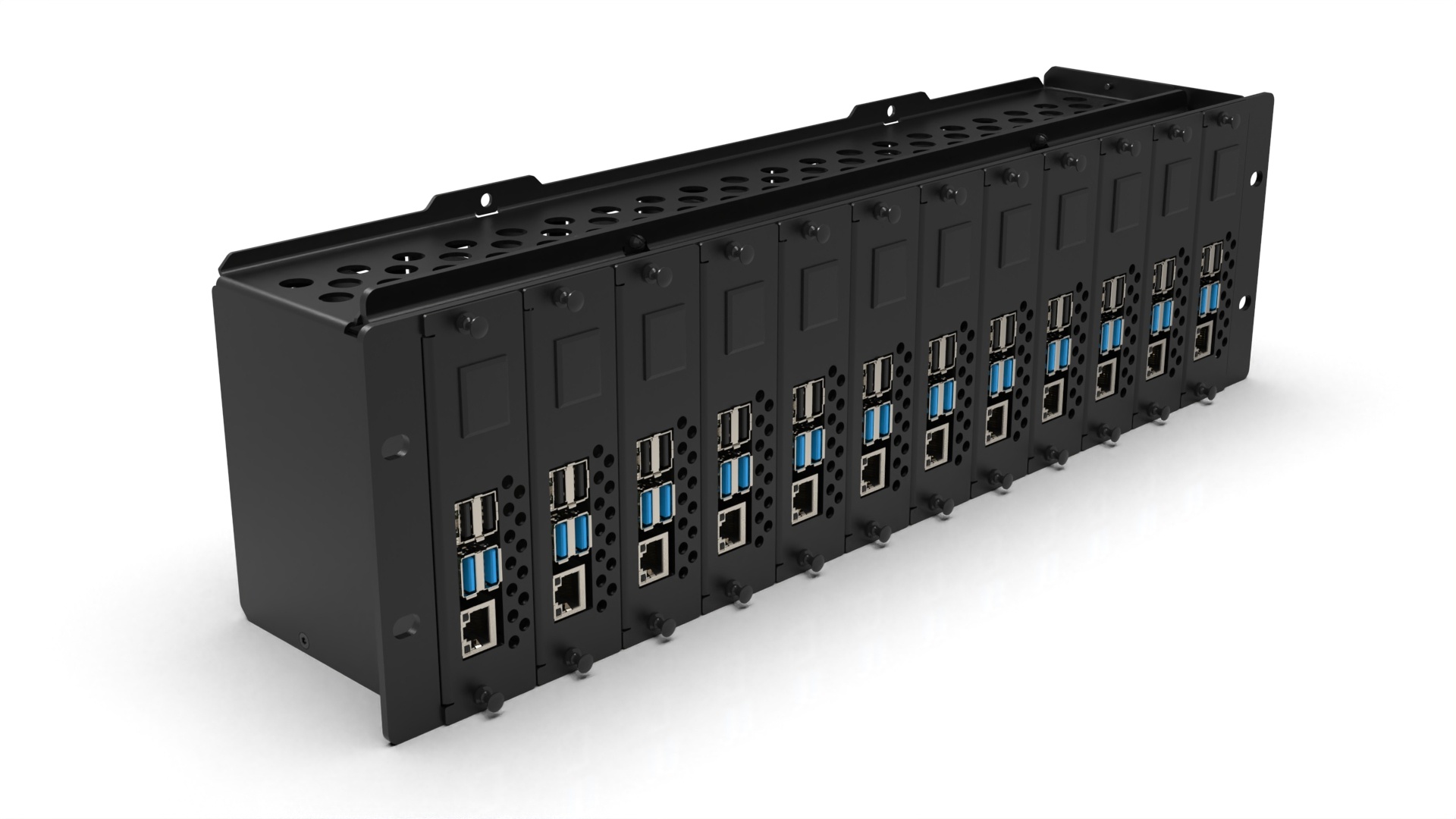 19 inch rack mount 3U Pro Enclosed for 12x RASPBERRY Pi - FRONT REMOV ...