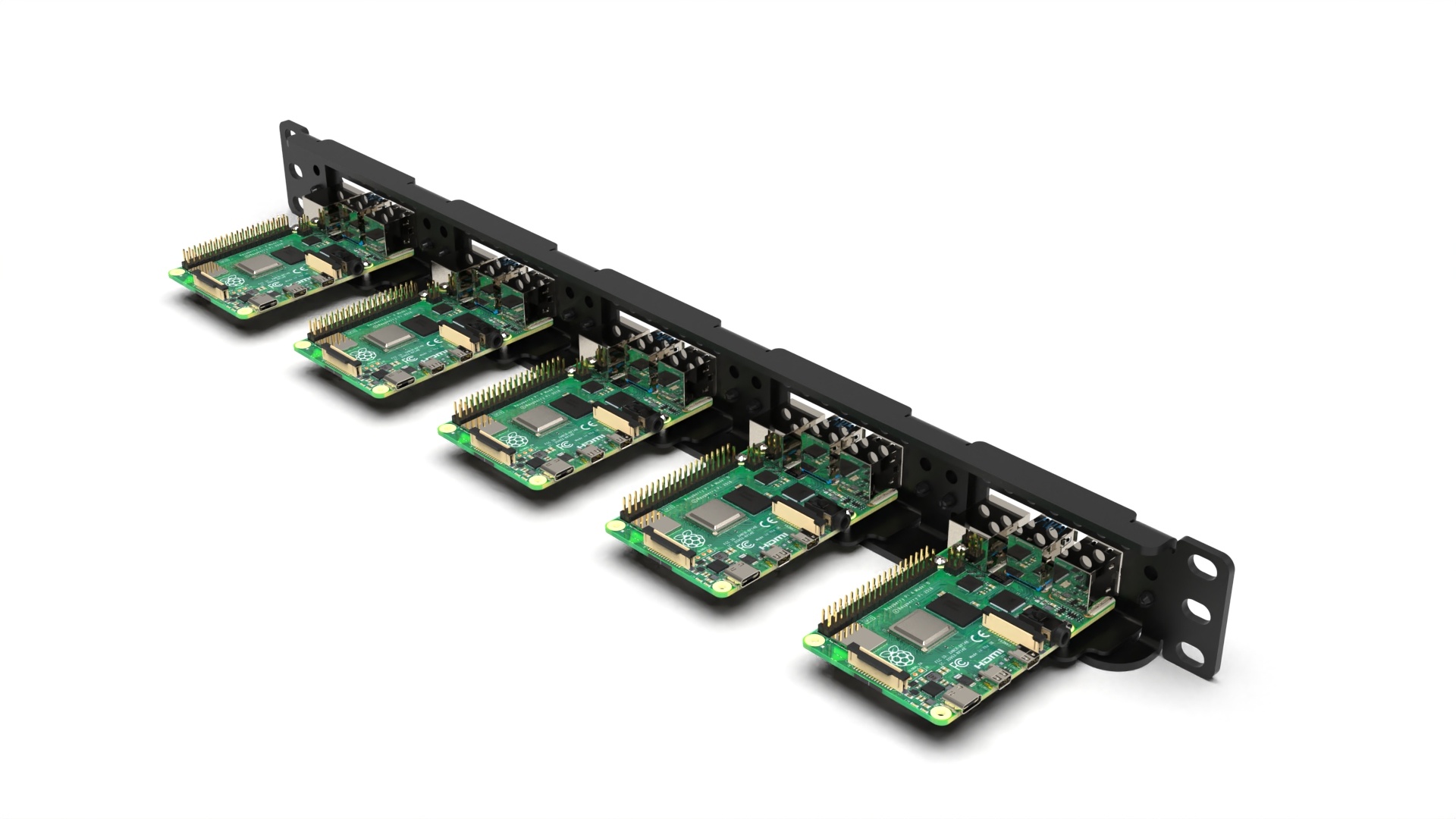 Raspberry Pi 19 inch 1U rackmount 5x RBPi Front Removable! - MyElectronics