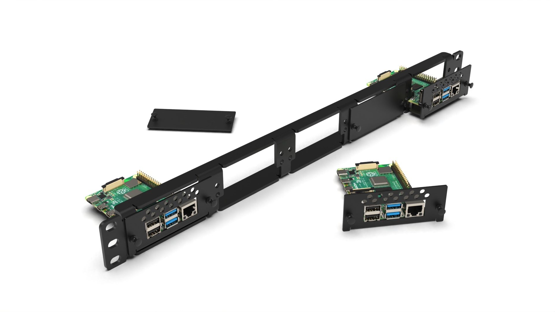 Raspberry Pi 19 inch 1U rackmount 1-5 RBPi Front Removable! - MyElectronics