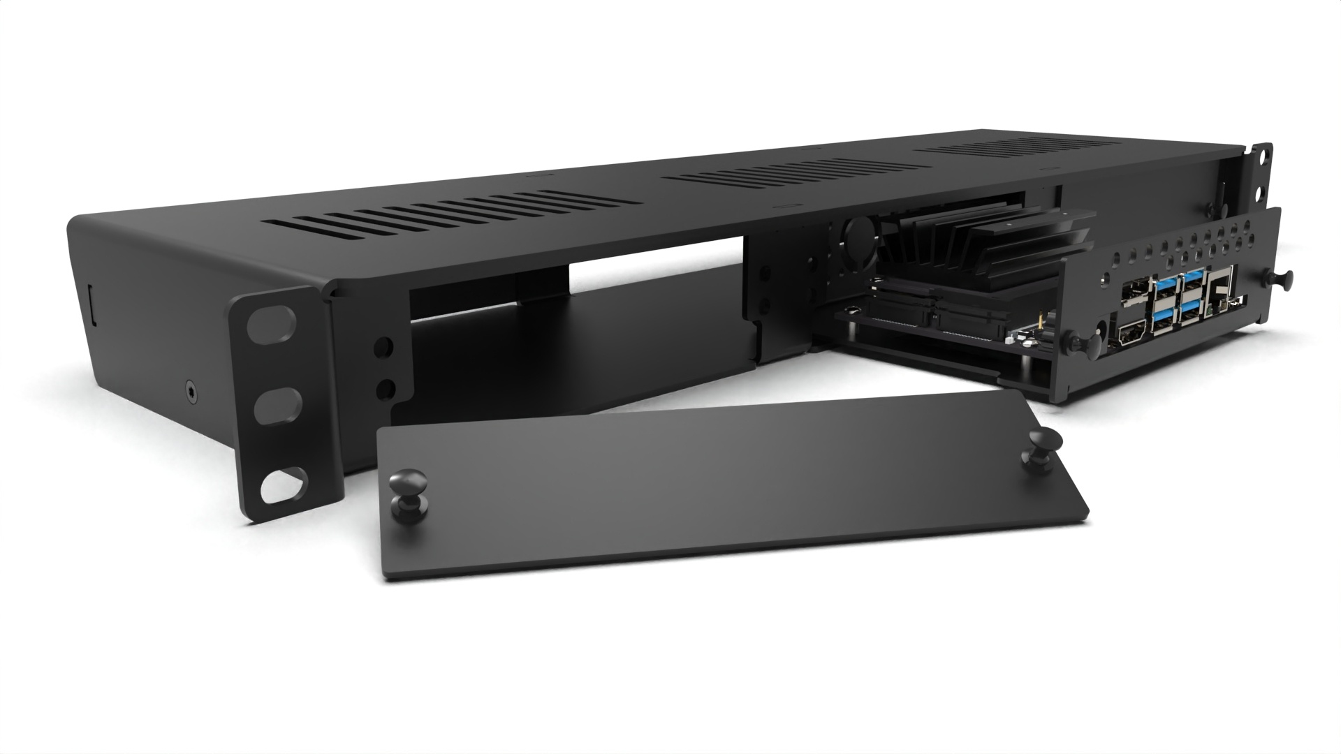 1U rack mount Pro Enclosed Jetson - FRONT REMOVABLE - MyElectronics