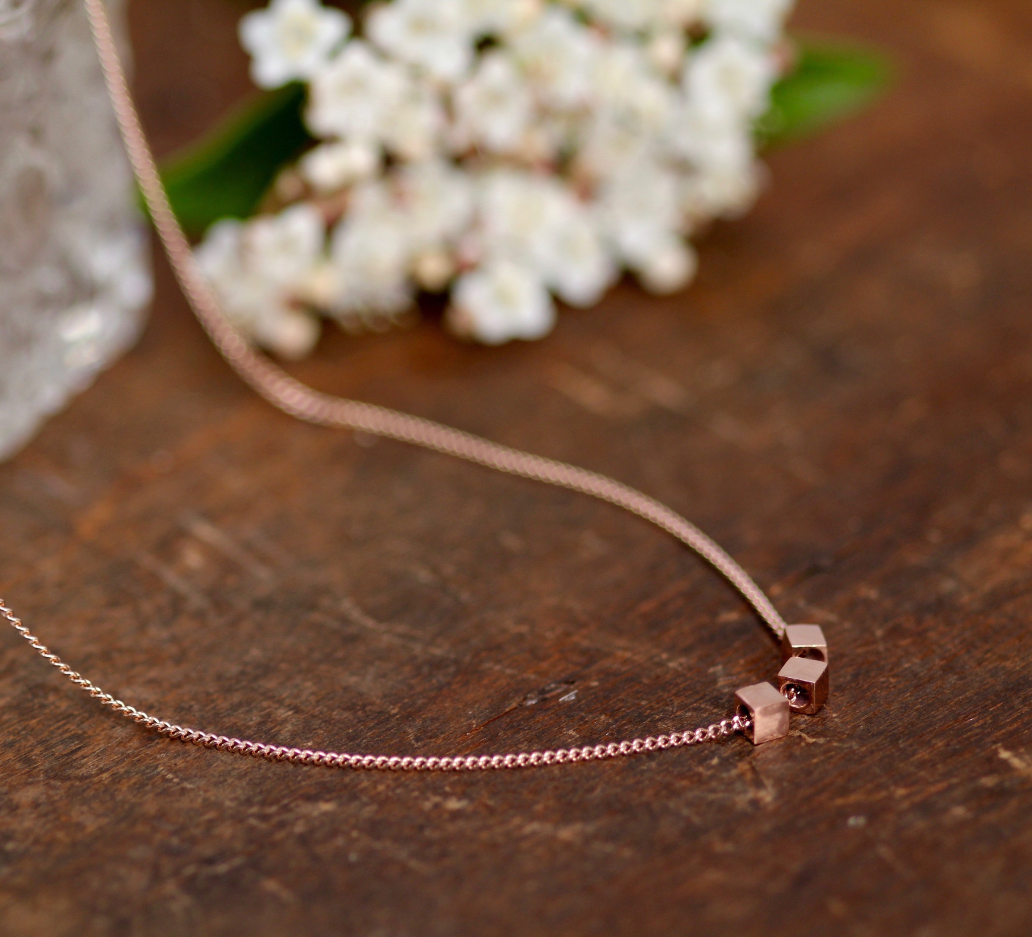 Rose Gold Cube Necklace - Joulberry