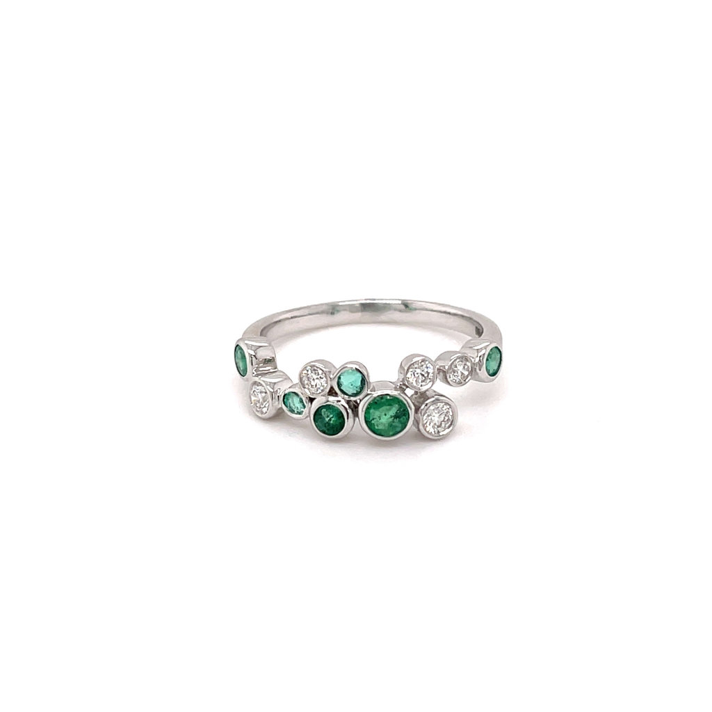 DAISY White Gold Emerald & Diamond Moet Ring - Joulberry