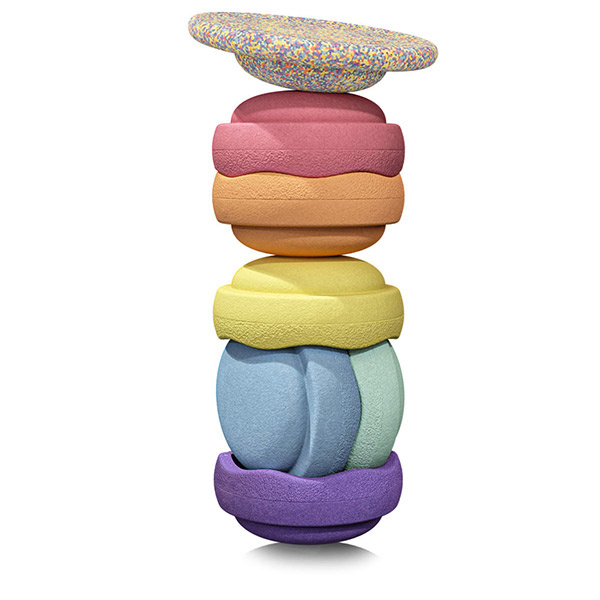 Stapelstein Rainbow Pastel stacking stones 6 pieces + CONFETTI BALANCE BOARD | Little Thingz