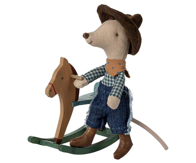 Maileg | Cowboy mouse on rocking horse, Little brother | Little Thingz