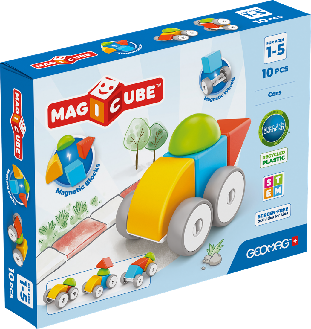 Geomag | Magicube Blocks Recycled Cars 10 pcs | Little Thingz
