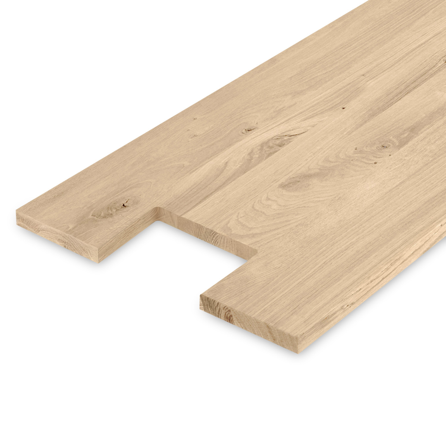 Leimholzplatte Eiche mit Aussparung - 2 cm (B/C) | Eichenholzprofi.de