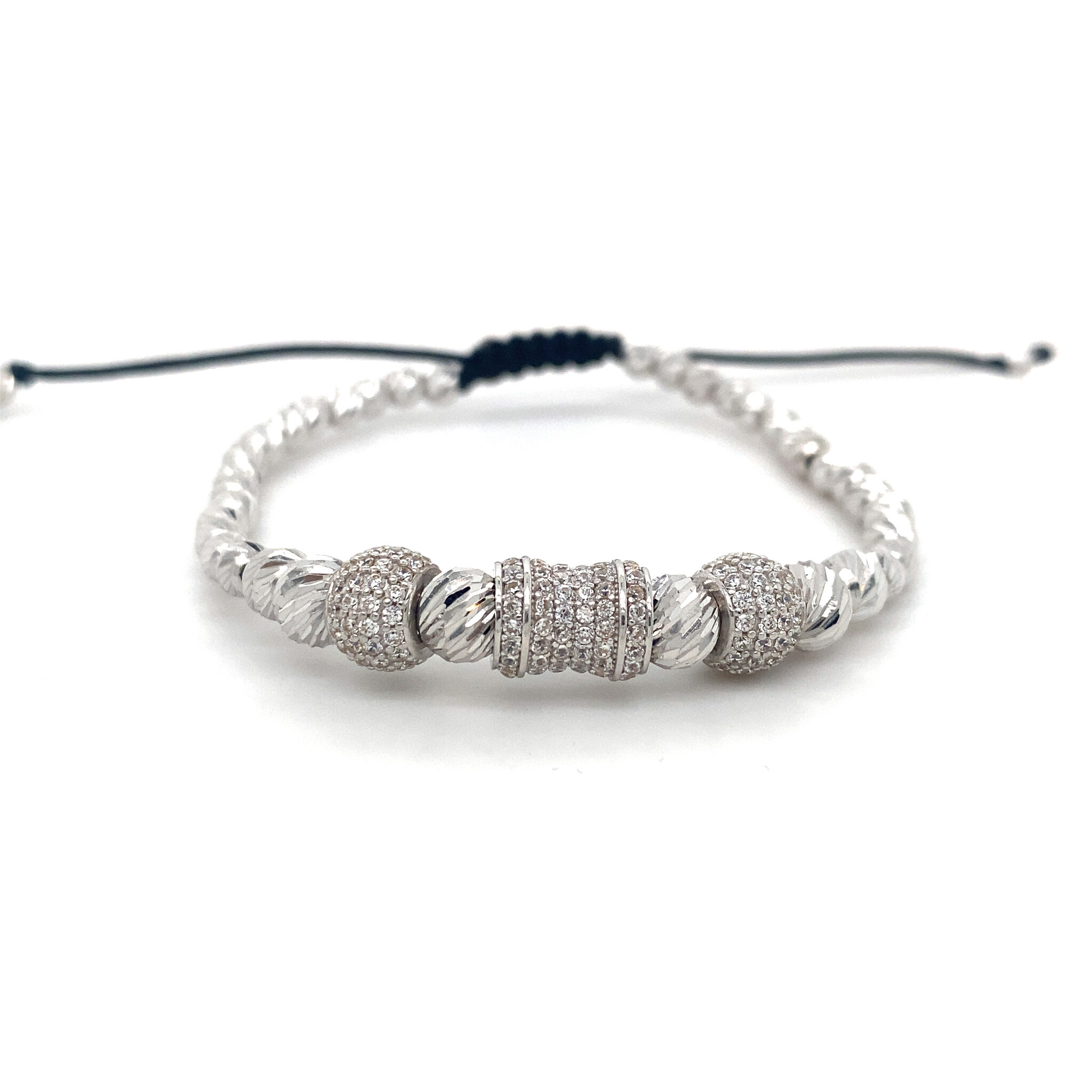 Armband blackline met diamond cut balletjes en zirkonia tussenstukjes ...