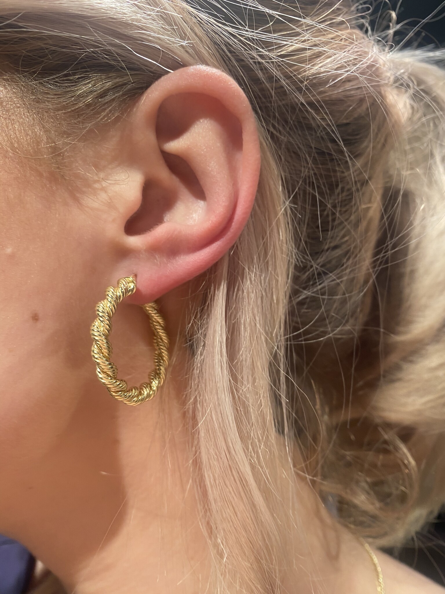 Oorbellen gedraaide spiraal ringen - De Goud Winkel