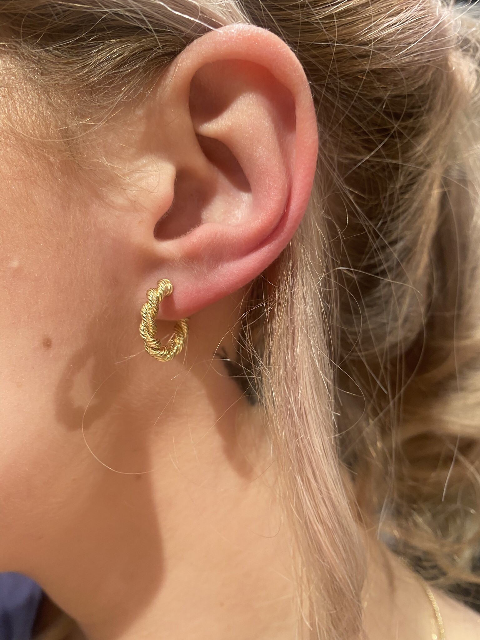 Oorbellen gedraaide spiraal ringen - De Goud Winkel