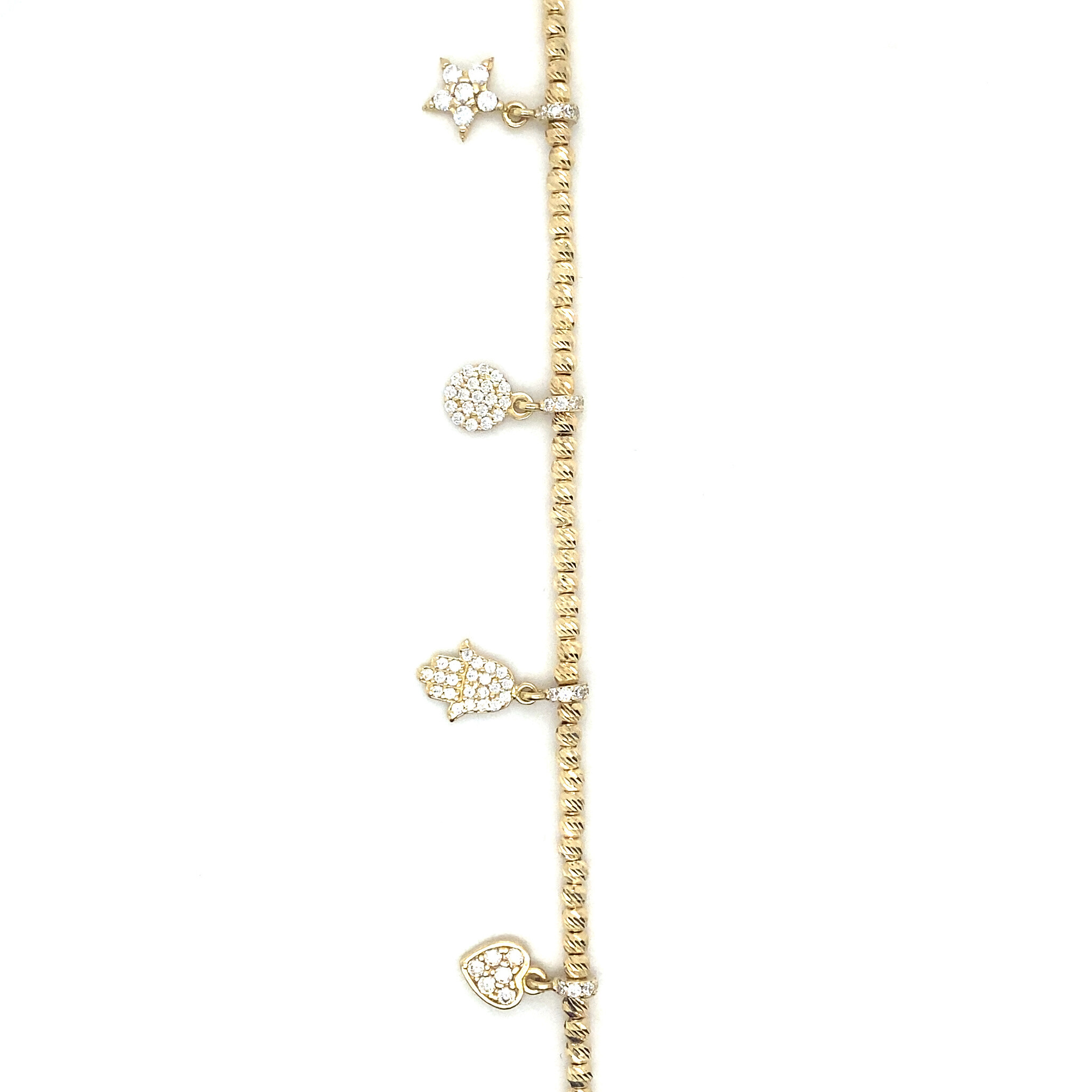 Armband balletjes diamond cut met diverse zirkonia-bezette bedels - De ...