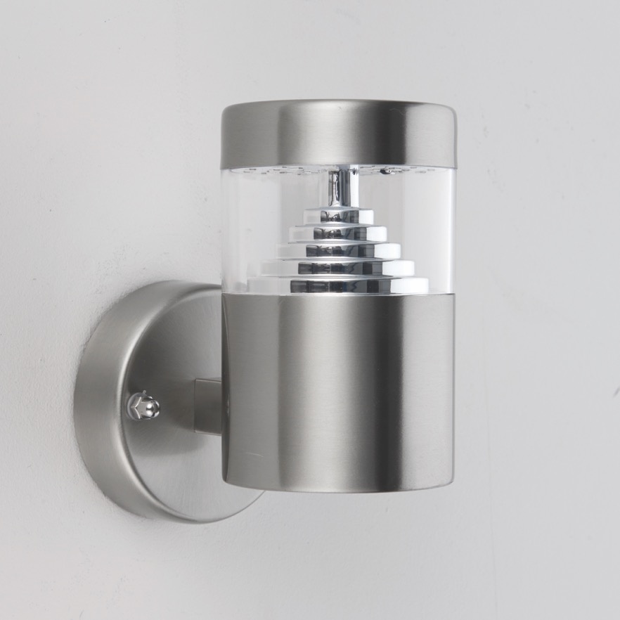 Pyramid 1LT Wall IP44 3.5W - Brushed Stainless Steel - The Factory Shop ...