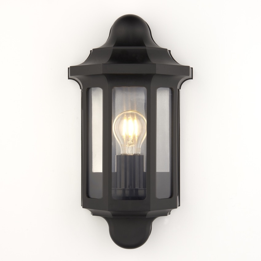 Half lantern wall light Black - The Factory Shop - Poole Lighting