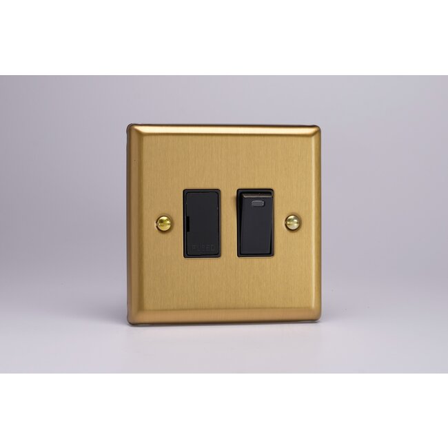 Varilight Classic 13A Switched Fused Spur + Neon Black Brushed Brass ... Varilight Classic 13A Switched Fused Spur + Neon Black Brushed Brass ...