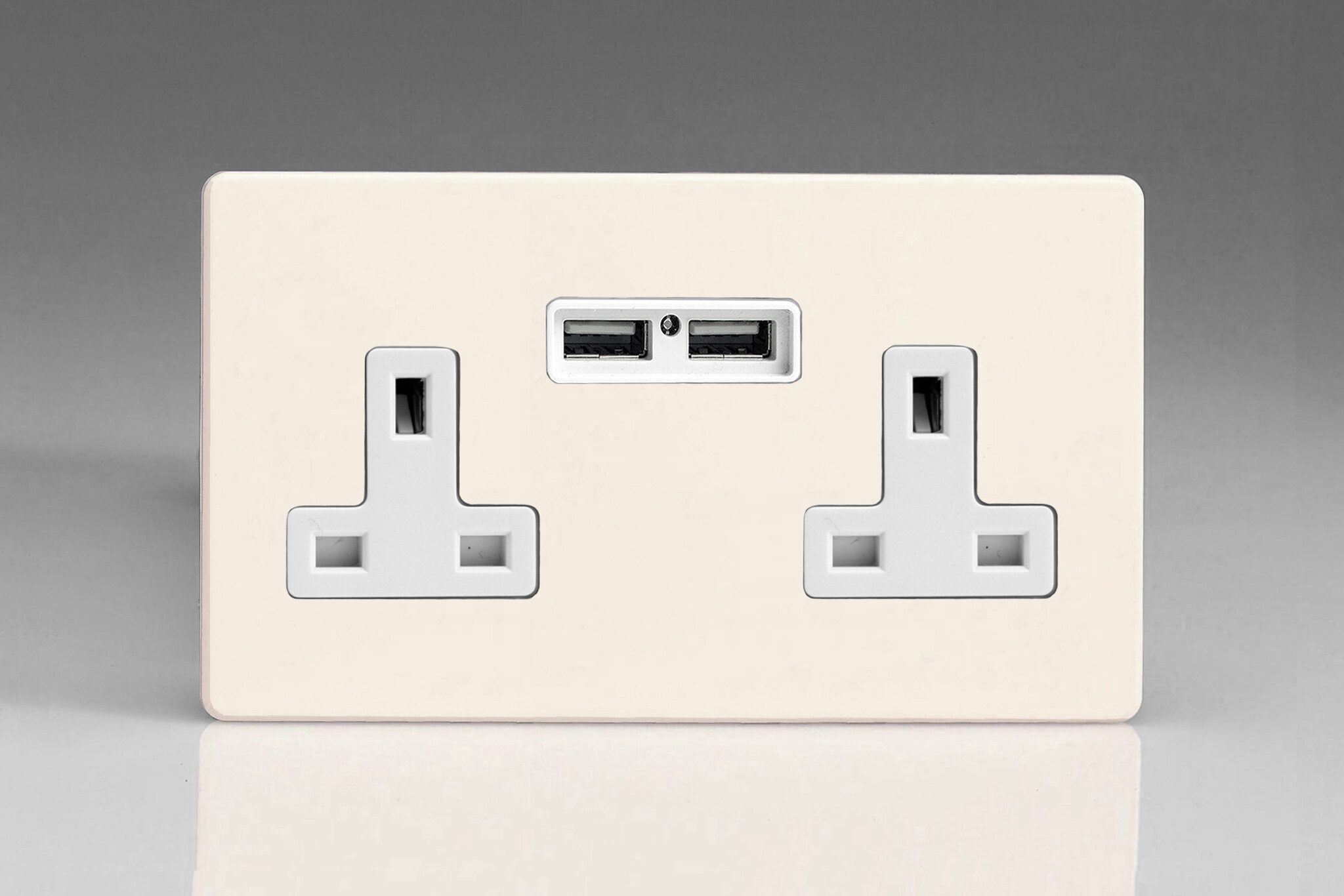 Varilight Screwless 2-Gang 13A Unswitched Socket with 5V DC 2100mA USB ...