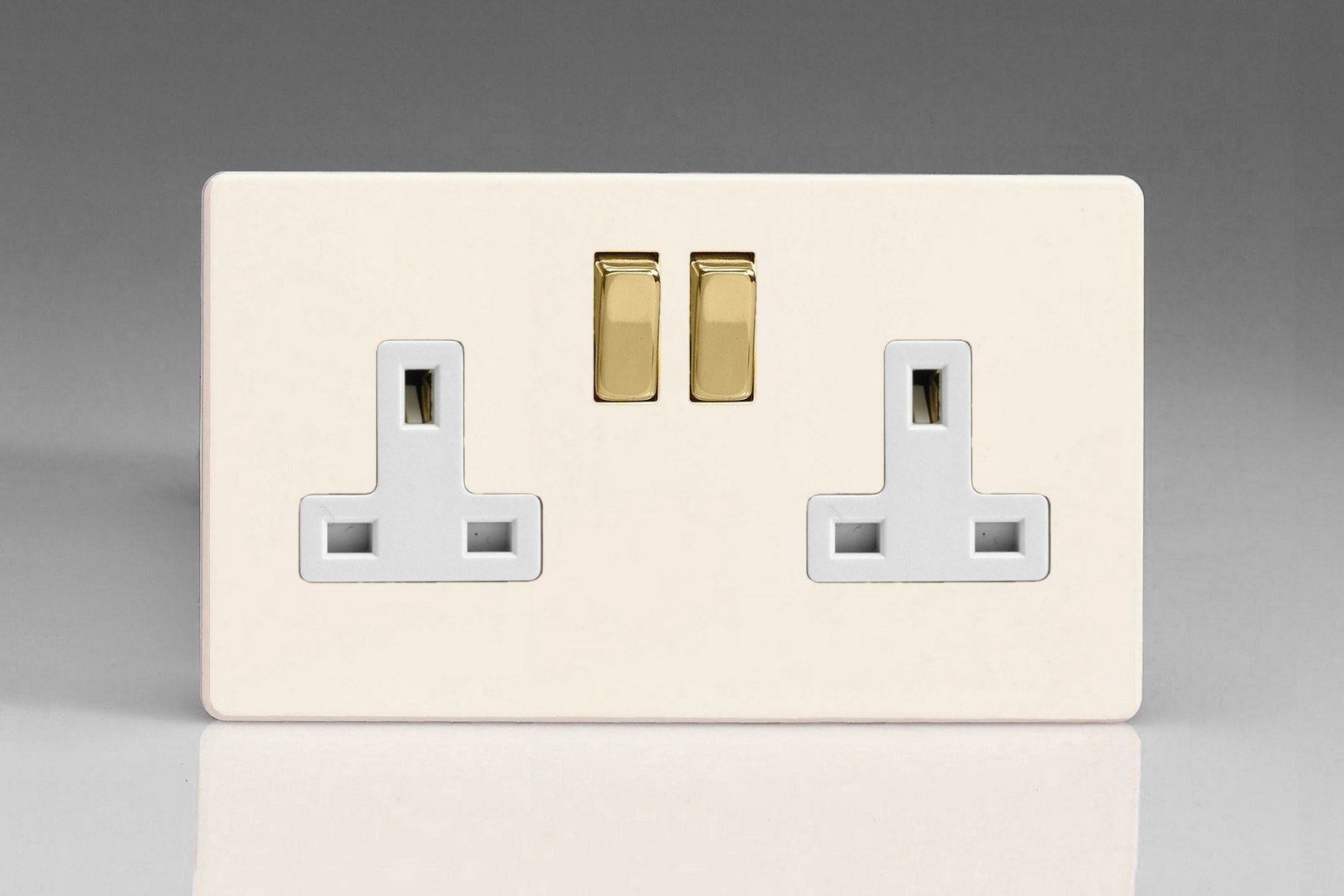 Varilight Screwless 2-Gang 13A Double Pole Switched Socket with Metal ...