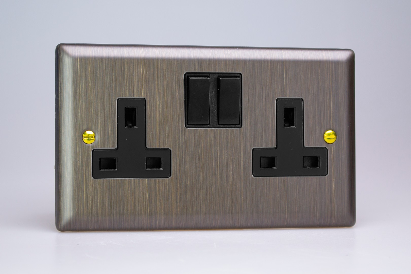 Varilight Urban 2-Gang 13A Double Pole Switched Socket Black Antique ...