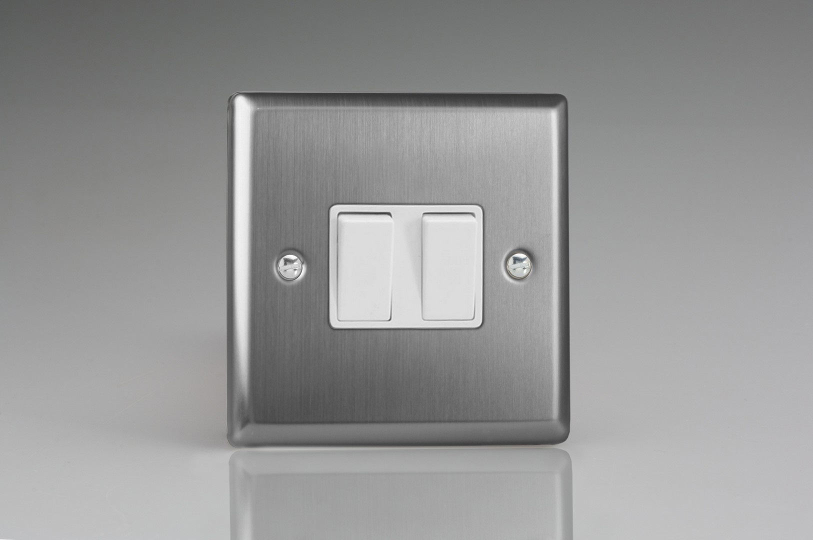 Varilight Classic 2-Gang 10A Intermediate Rocker Switch White Brushed ...