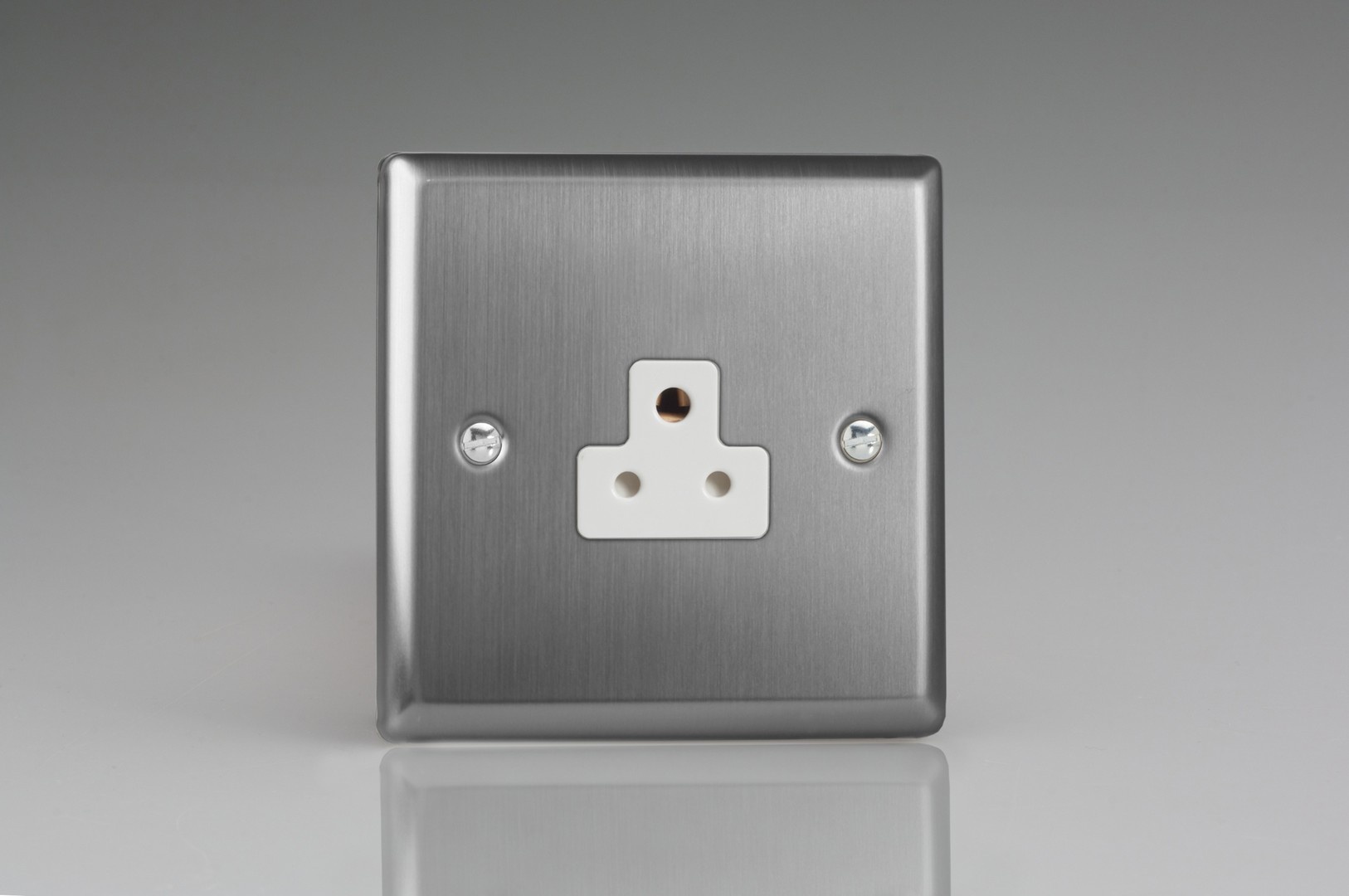 Varilight Classic 1-Gang 2A Round Pin Socket White Brushed Steel White ...