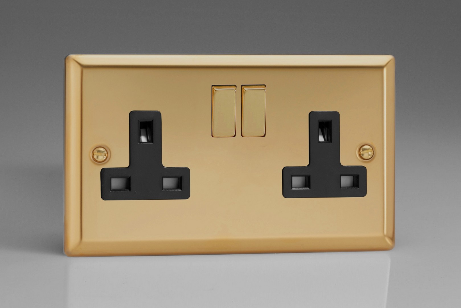 Varilight Classic 2-Gang 13A Double Pole Switched Socket with Metal ...