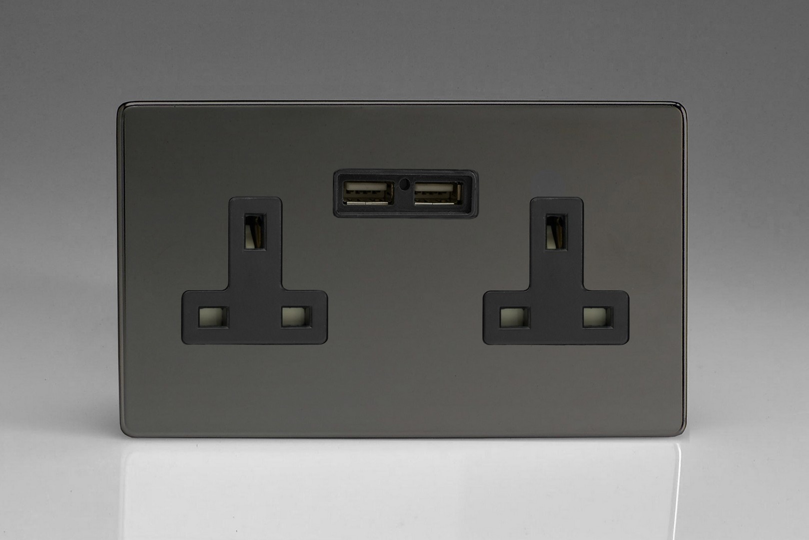 Varilight Screwless 2-Gang 13A Unswitched Socket + 2x5V DC 2100mA USB ...