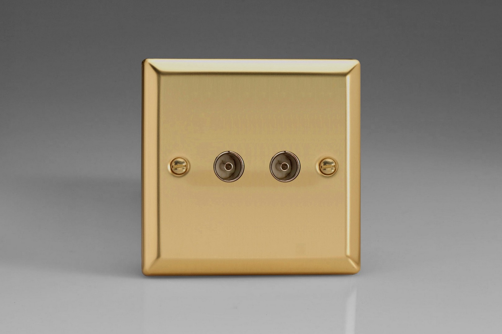Varilight Classic 2-Gang TV Socket, Co-Axial Victorian Brass Plain ...