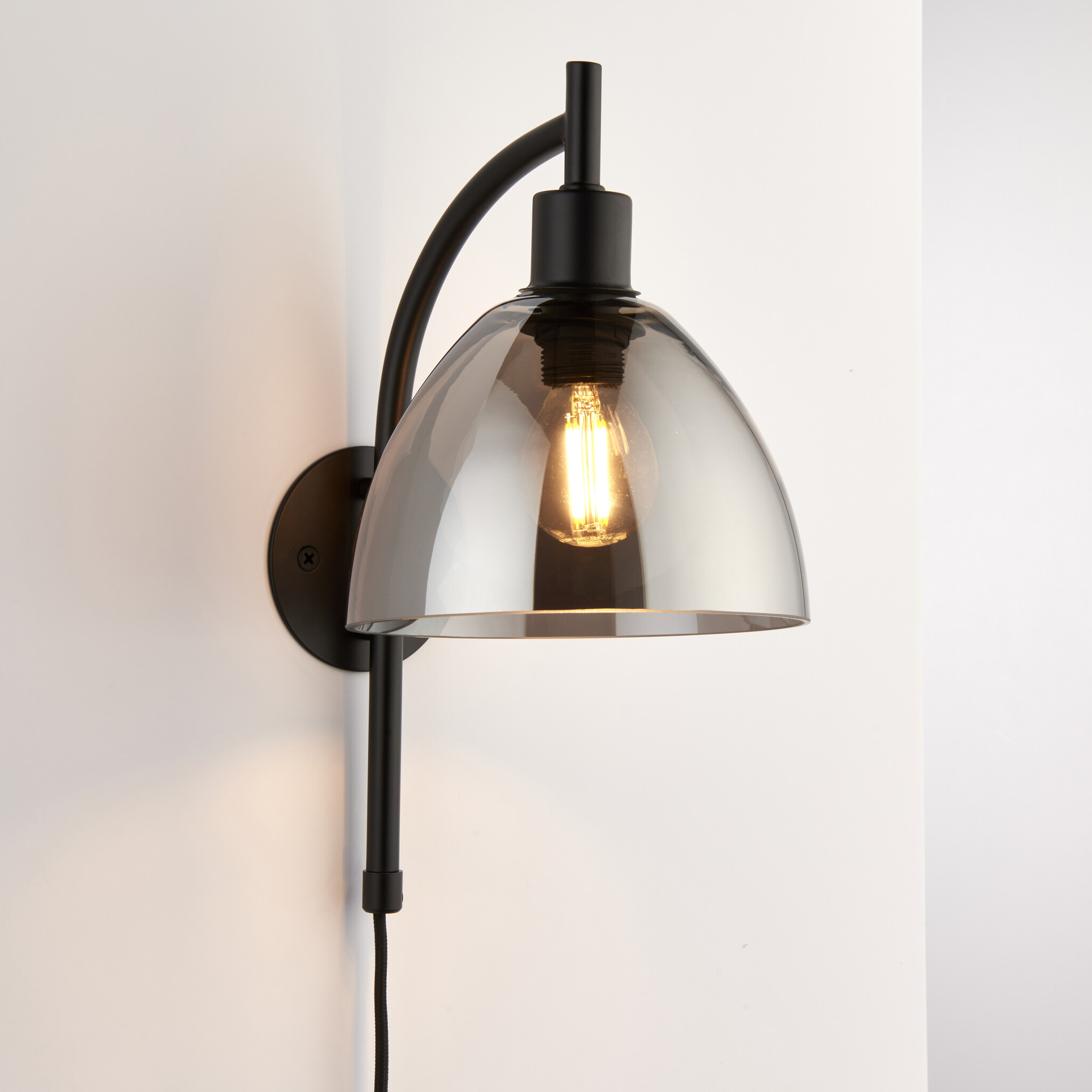 Beacon Wall Light Matt Black/Smoke - The Factory Shop - Poole Lighting