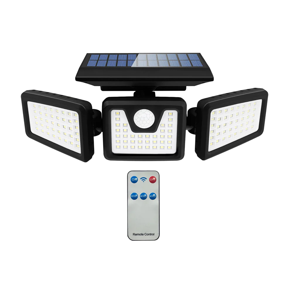 Solar Wall Light with Sensor, 3 heads, 6.5W with Remote - The Factory ...