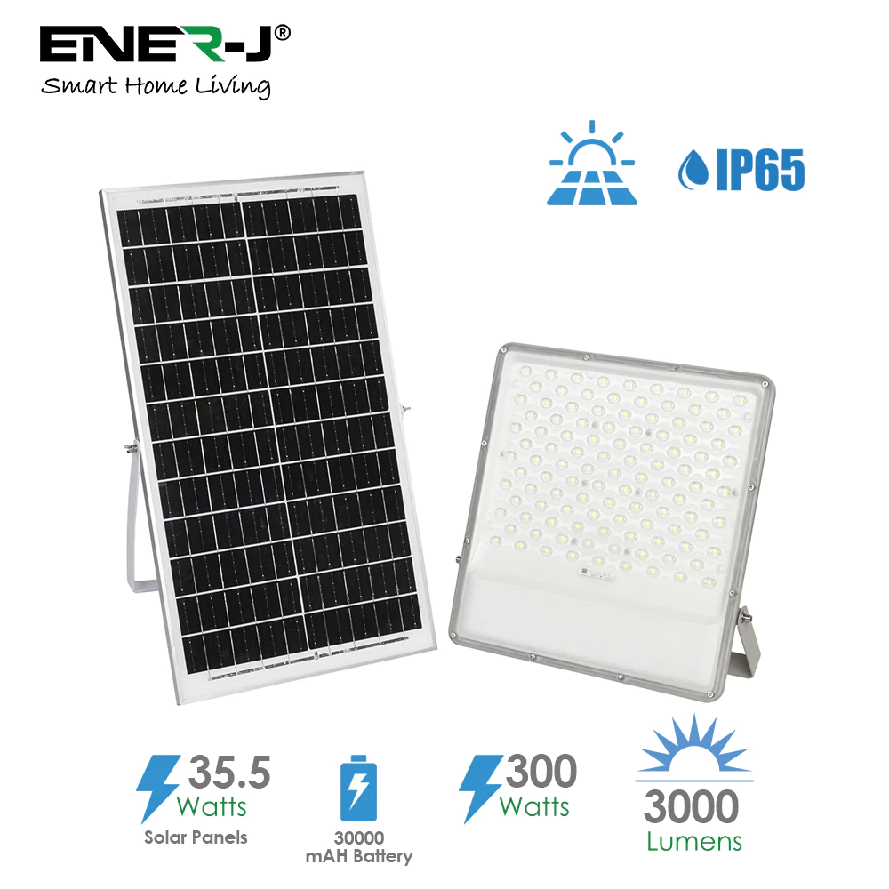 300W LED Floodlights with Solar Panels, 35.5W Solar Panel, 30AH Battery ...