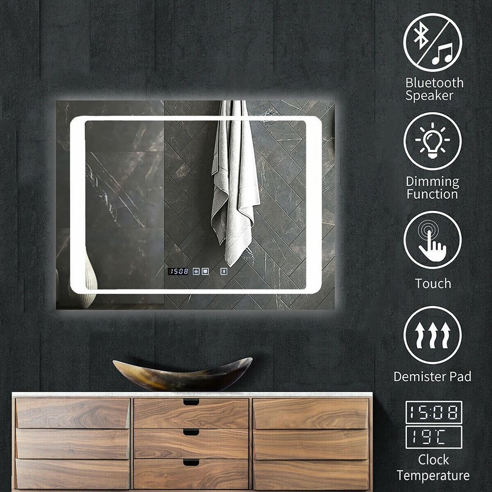 LED Mirror with Bluetooth Speaker, CCT Changing & Touch Sensor - The ...