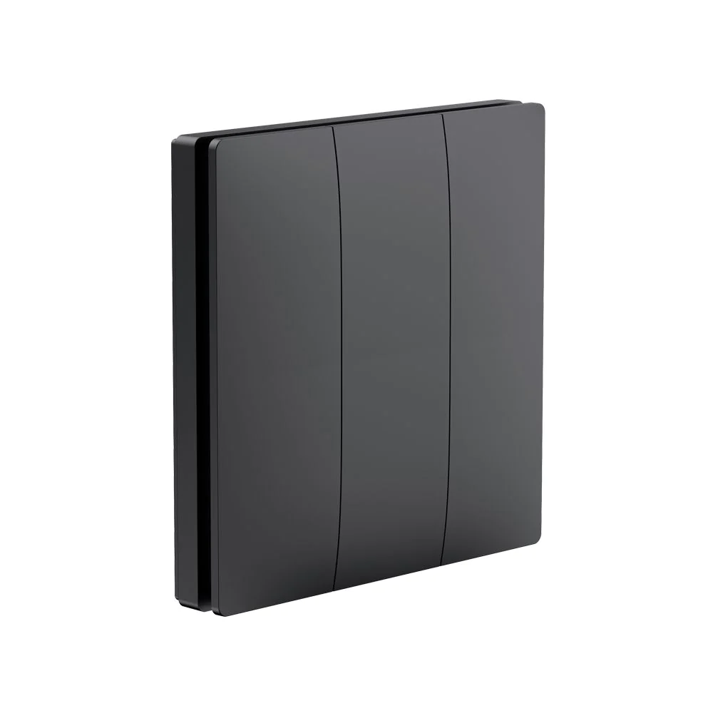 3 Gang Wireless Kinetic Switch, Black - The Factory Shop - Poole Lighting