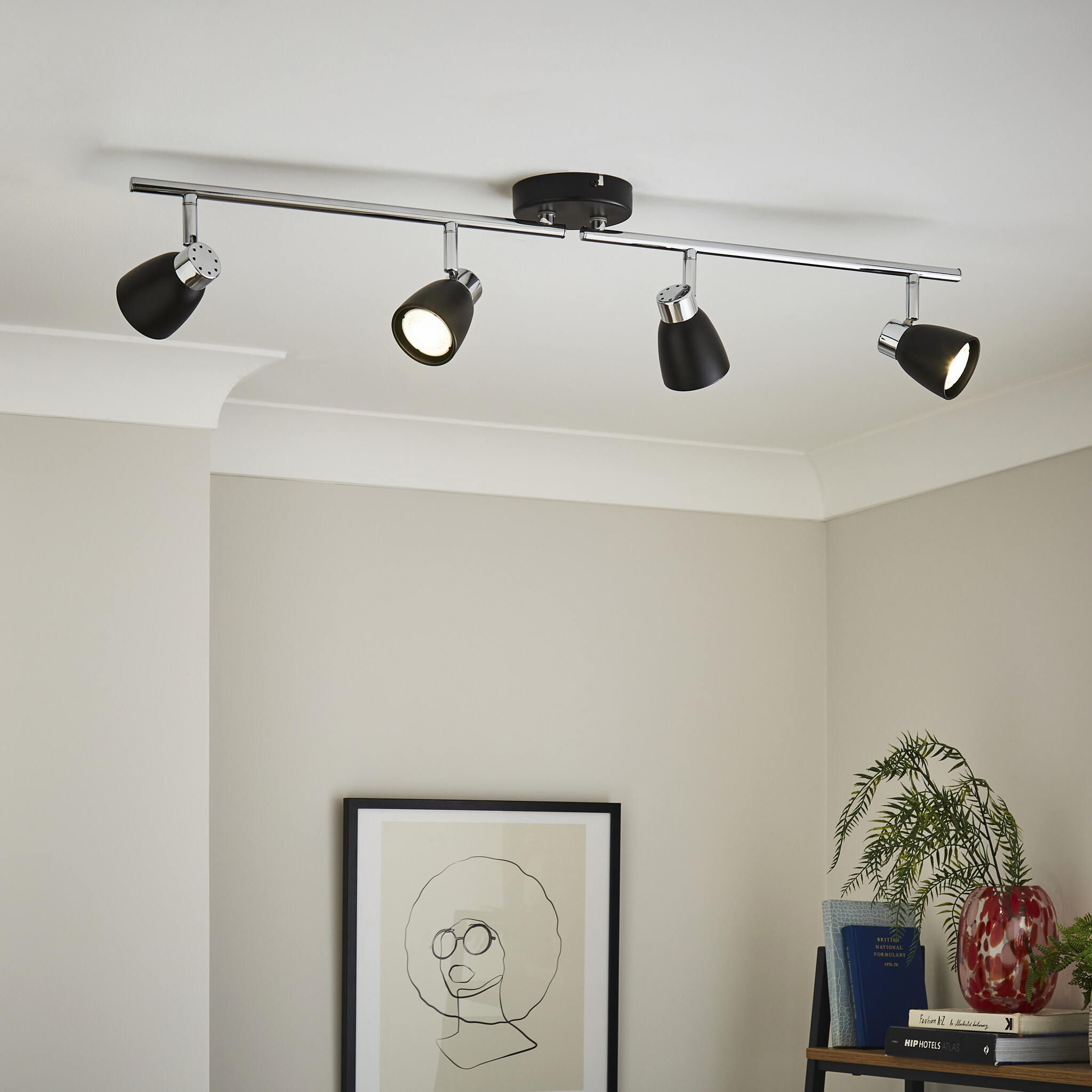 Alto 4 Light spotlight bar black - The Factory Shop - Poole Lighting