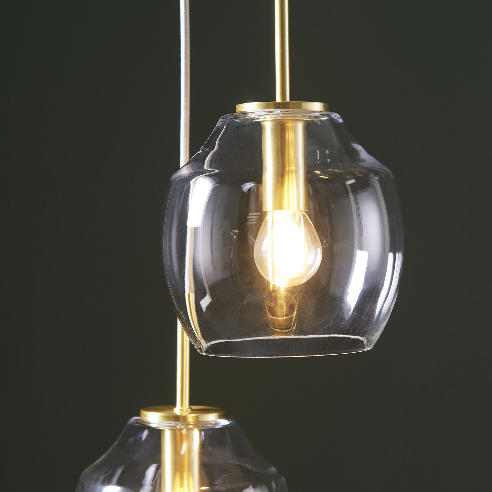 Fabia 3lt Pendant Satin Gold - The Factory Shop - Poole Lighting