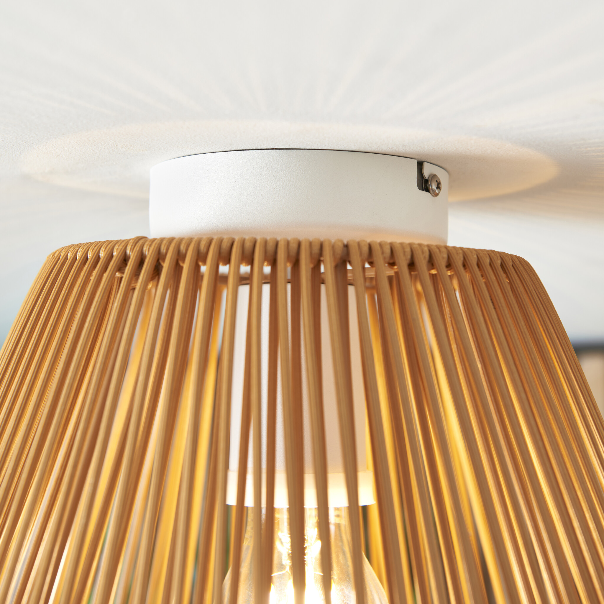 Kenia Rattan Outdoor Flush Light - The Factory Shop - Poole Lighting