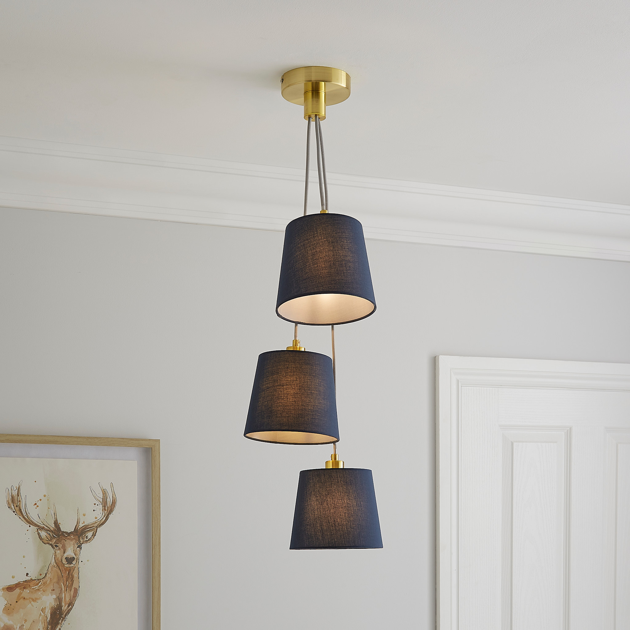 Preston 3lt Cluster Navy - The Factory Shop - Poole Lighting