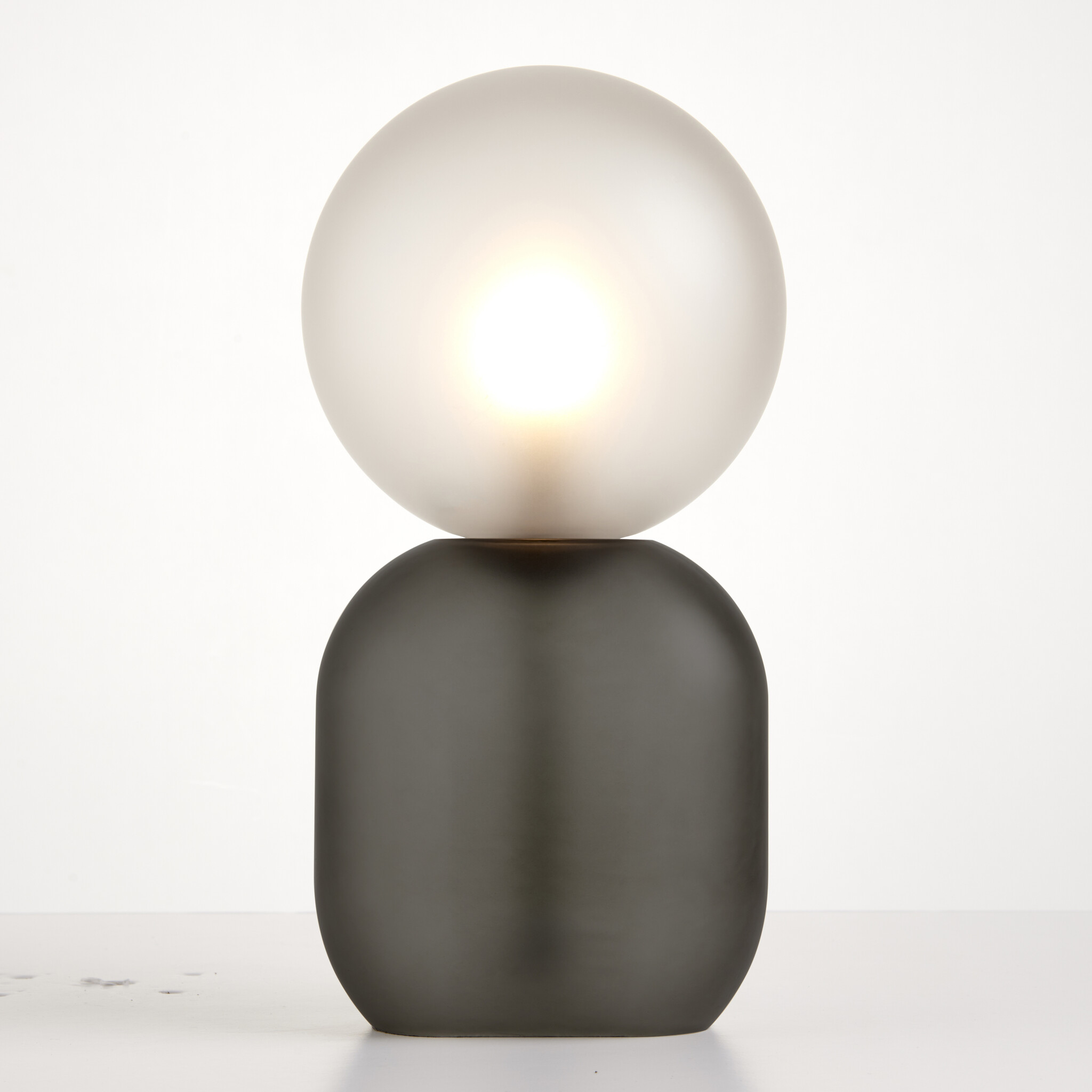 Juno Frosted Glass Table Lamp Grey - The Factory Shop - Poole Lighting