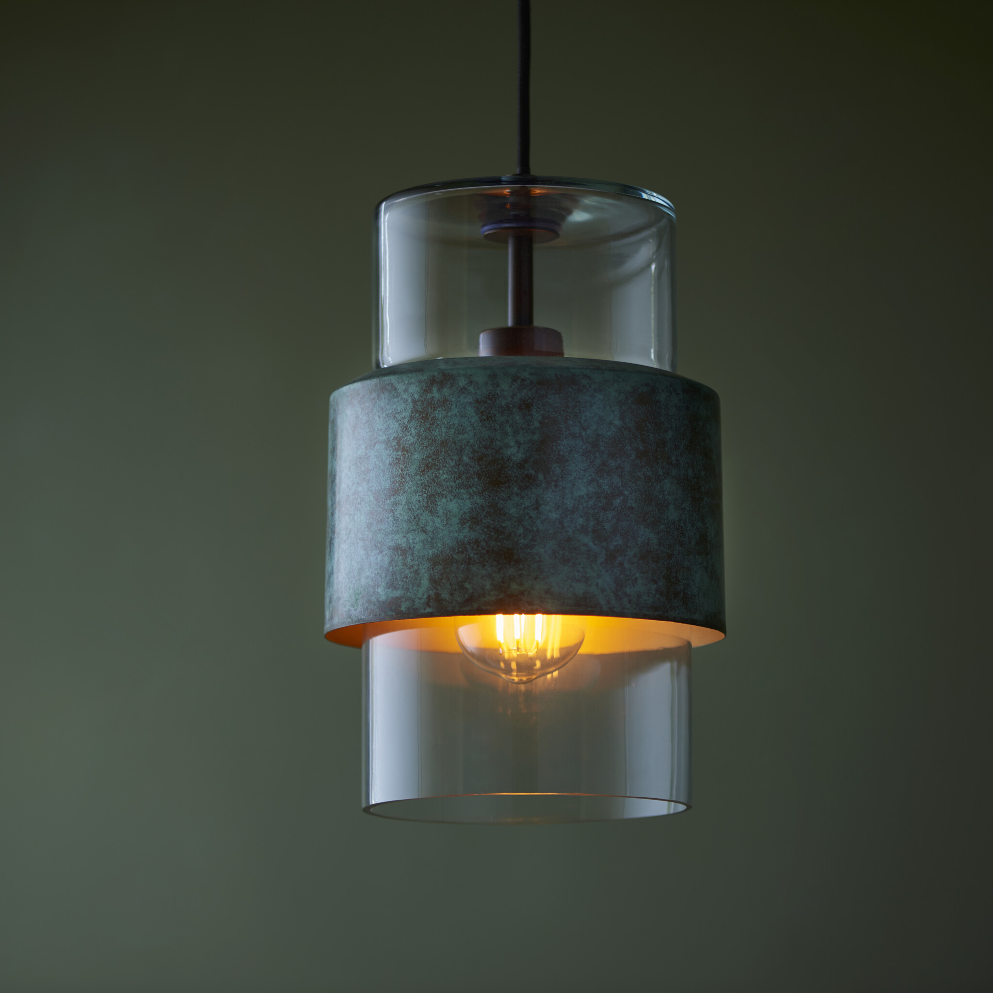 Akari 1lt Pendant - Verdigris Bronze - The Factory Shop - Poole Lighting