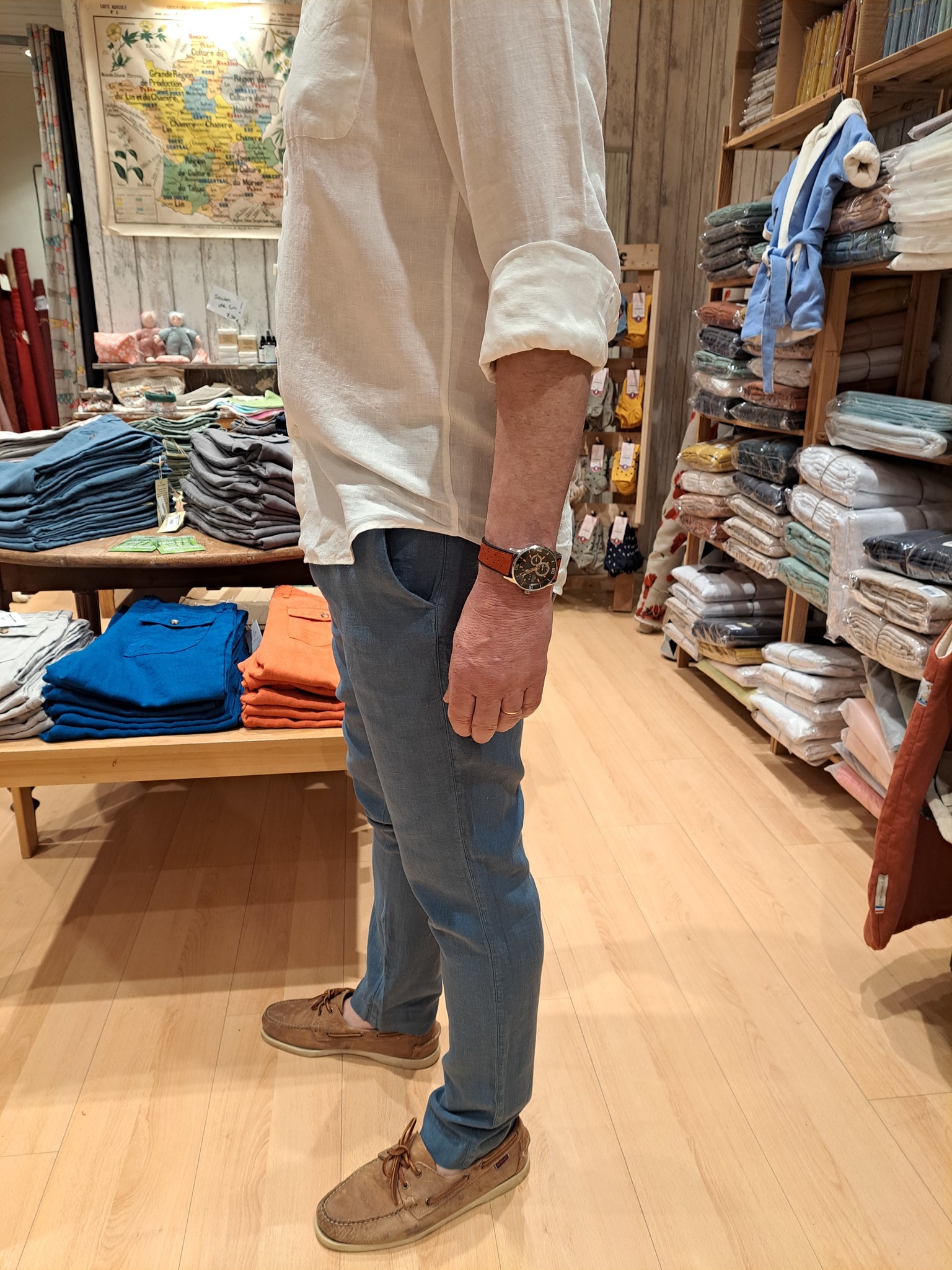 Pantalon en lin "CLARK" orage - Le Grenier du Lin